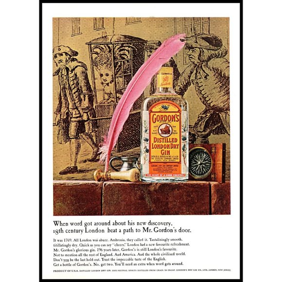 Gordon's | Art | 965 Gordons London Dry Gin Vintage Print Ad Pink ...